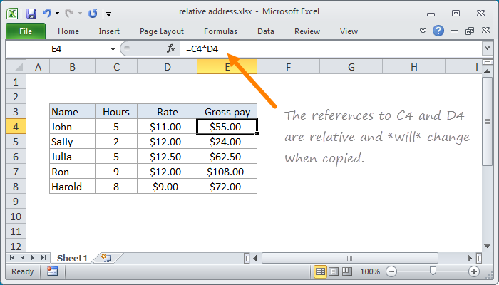 Excel Relative Reference Exceljet
